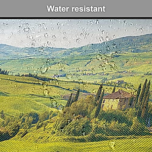 Lunarable Tuscan Chair Cushion Pads Set 12, Rural Landscape Cypresses Along The Path to Vineyard Farm House, Seat Padding for Office with Anti-Slip Backing, 16"x16", Green and Pale Blue