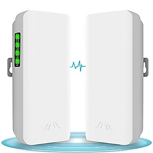 Point to Point Wireless Bridge Outdoor,5.8G WiFi Access Extender CPE Outdoor WiFi Long Range Internet Repeater Supports Video Surveillance Transmission up 1.2 Miles with 12DBi Gain Antenna 2 Pack