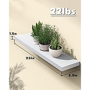 OlarHike Floating Shelves,White Wall Mounted Books/Cat/Storage/Fake Plant Shelves,Wall Shelves for Home Room Bedroom Decor,Shelf for Bathroom Living Room Kitchen,23inch