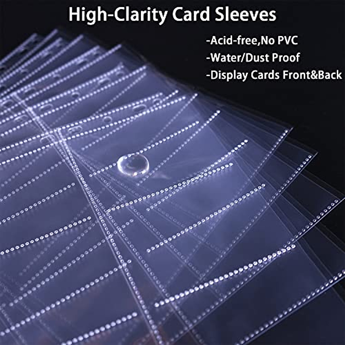 30 Pack 540 Pockets Trading Card Sleeves, Double-Sided 9 Pocket Page Protector, Ultra-Transparent Card Sheets for 3 Ring Binder, Card Sleeves for Cards, Baseball Cards