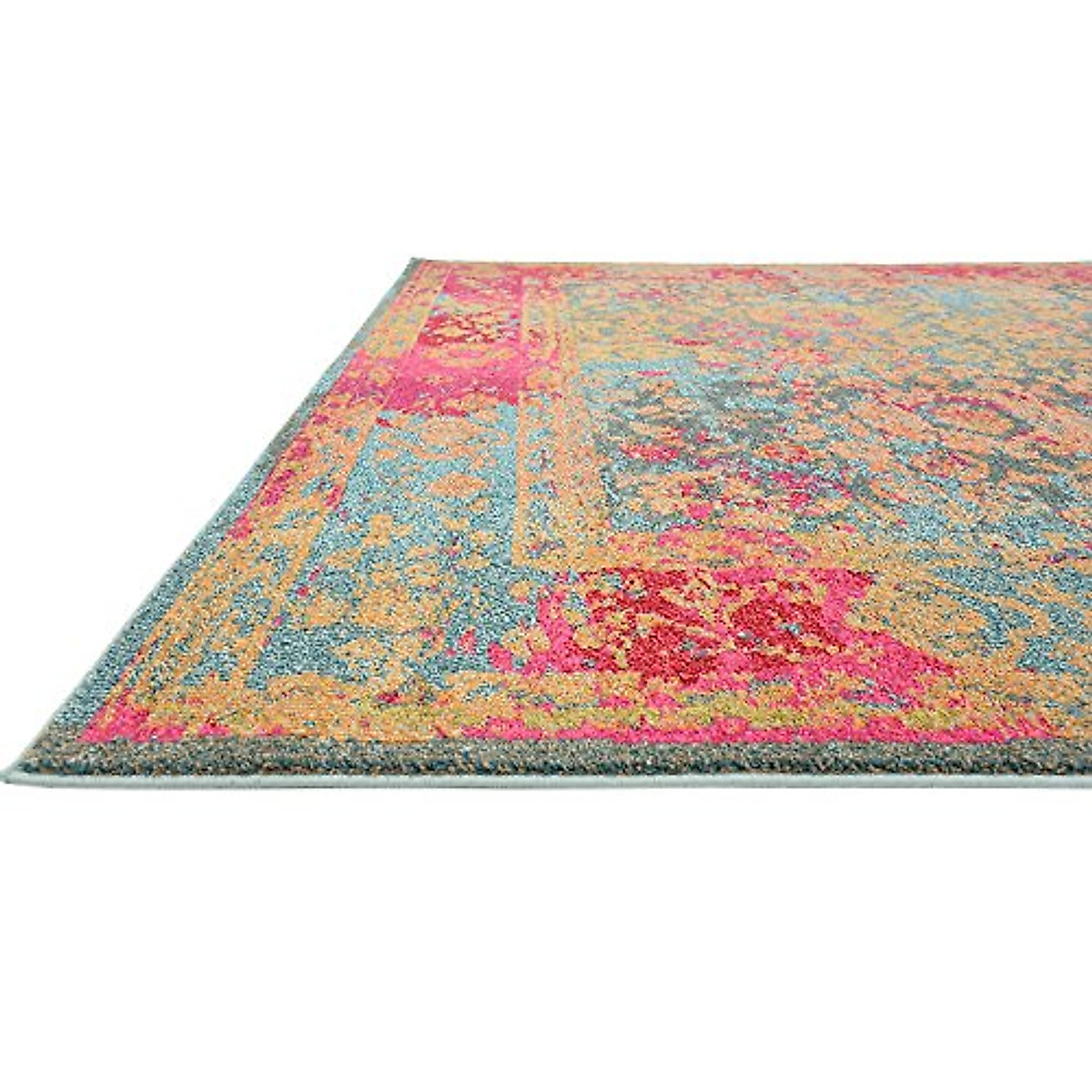 Unique Loom Medici Collection Floral Vibrant Colors Traditional Blue Area Rug (8' 0 x 11' 0)