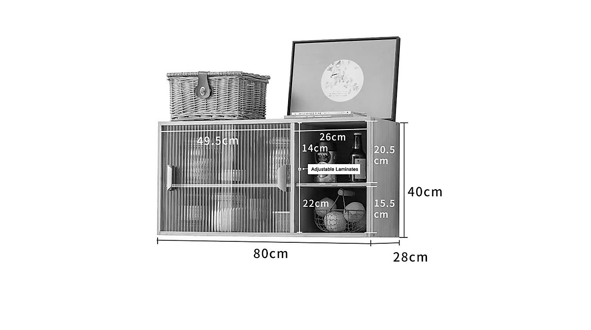 PHSP Solid Wood Wall Cabinet with Glass Door for Storage