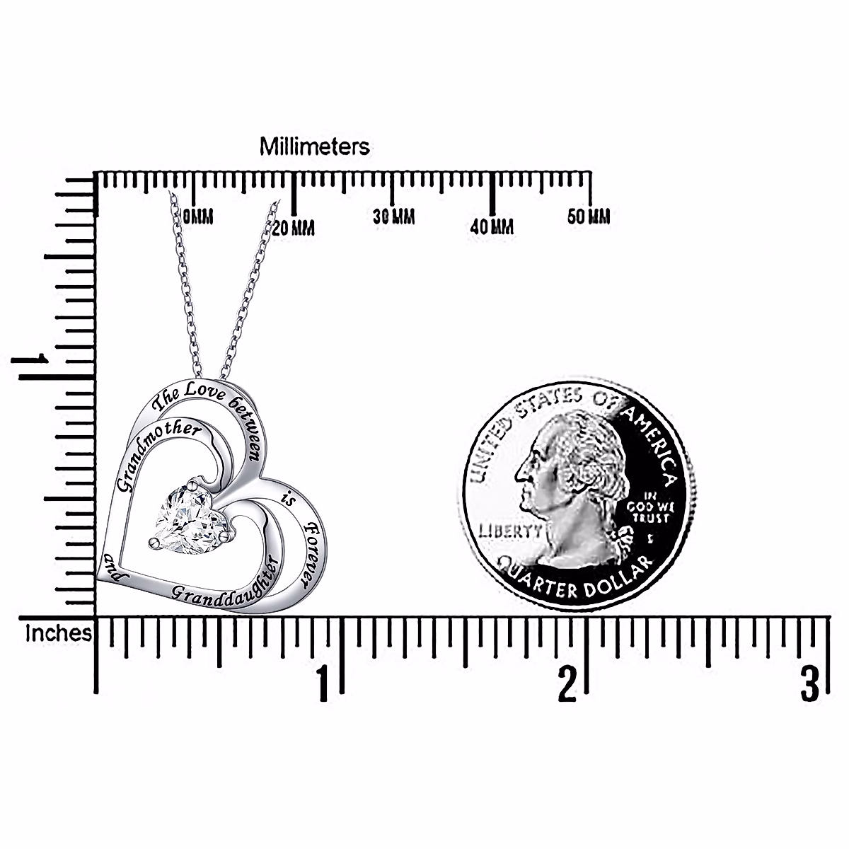 DAOCHONG S925 Sterling Silver Granddaughter Heart Pendant Necklace Jewelry Gift from Grandma Grandmother Granddaughter Birthday