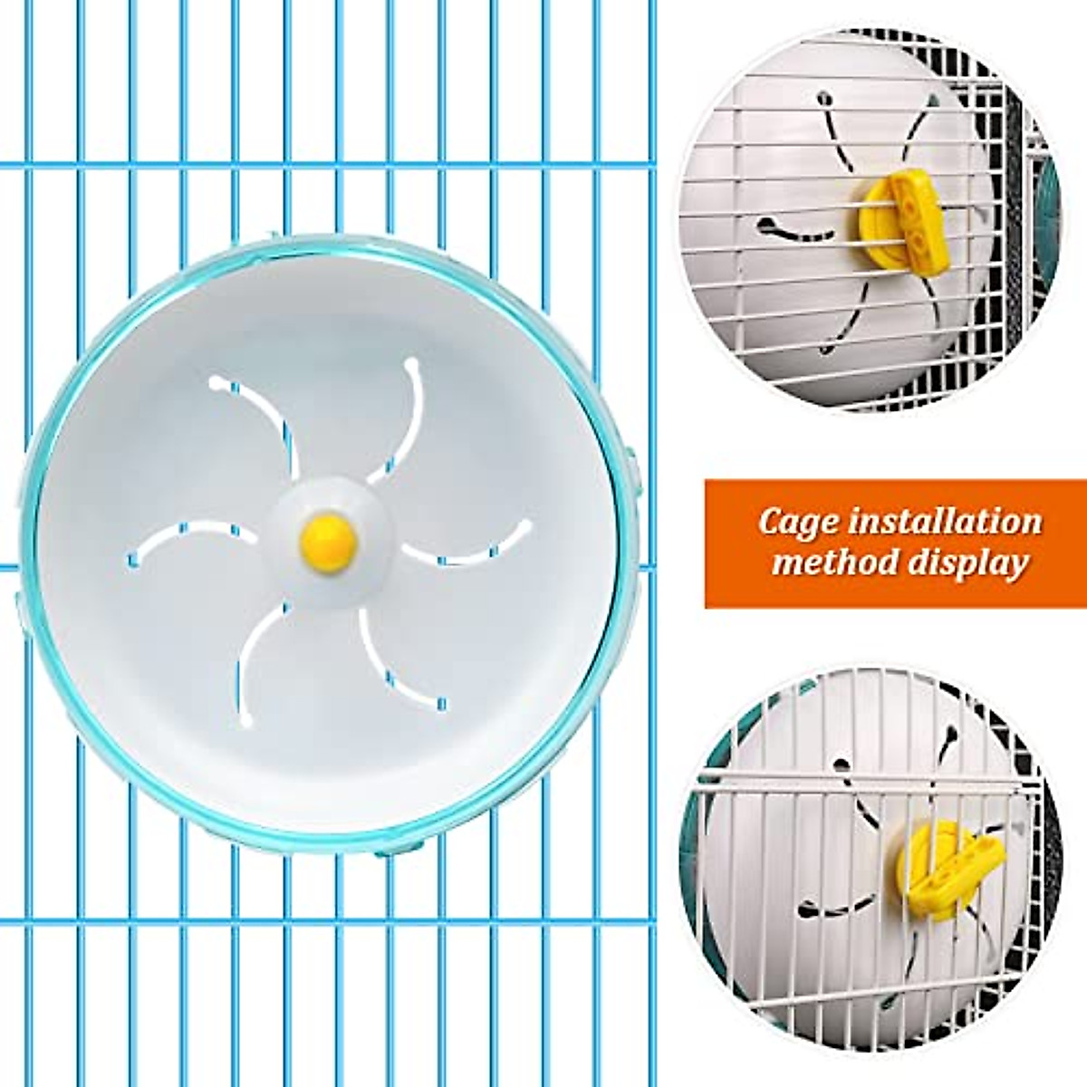 Hamster Flying Saucer Silent Running Exercise Wheel, 8.3" Quiet Hamster Exercise Wheel Spinner with 180ml Water Bottle for Hamsters Gerbils Mice