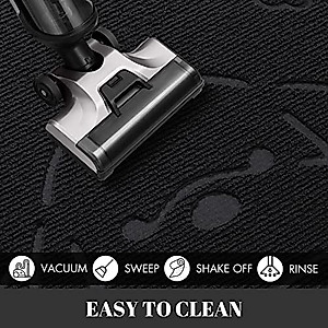 Yimobra Dirt Trapper Door Mat Outdoor Entrance, Muddy Paws Dog Door Mat at Home Entryway, Heavy Duty Durable Front Door Mats, Natural Rubber Backing, Non-Slip, Low Profile, 29.5 x 17, Black