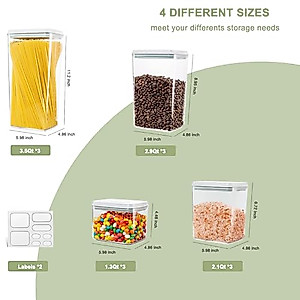 Kahyeets Pop Food Storage Containers with Lids Airtight Spaghetti Container with Labels Pasta Organizer for Kitchen Pantry Cereal Snack Flour Sugar Coffee (12pcs)