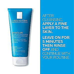 La Roche-Posay Effaclar Clarifying Clay Face Mask for Oily Skin, Unclogs Pores and Controls Shine Without Over-Drying, Packaging May Vary