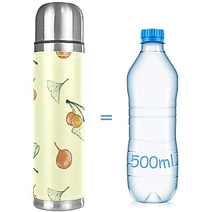 Stainless Steel Leather Vacuum Insulated Mug Tropical Plants Thermos Water Bottle for Hot and Cold Drinks Kids Adults 16 Oz