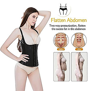 LARTIGUE Latex Waist Trainer for Women Underbust Sport Workout Corset Girdle Shapewear Hourglass Body Shaper (Black Vest-M)