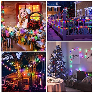 SLASHOME Solar String Lights Outdoor, 28.8Ft 30LED Waterproof Globe Fairy Lights, Solar Powered Lights with 8 Modes Light for Garden Porch Party Decor
