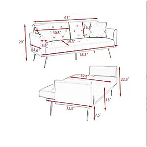PBOGHLRD Convertible Velvet Futon Sofa, Folding Loveseat Sofa with Throw Pillow and Midfoot, Small Sleeper Couch Bed for Living Room, Bedroom, Home Office (Pink)