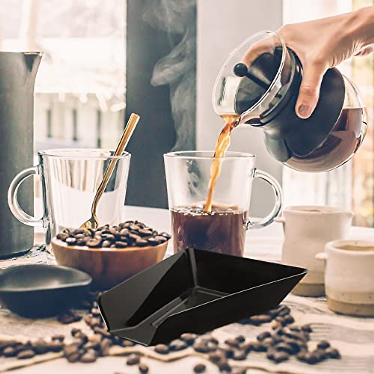 Zerodeko 2 Pcs Coffee Cupping Sample Tray Reusable Plate Plastic Dish for Scooping and Weighing Coffee Beans Home Kitchen Use Black 200g