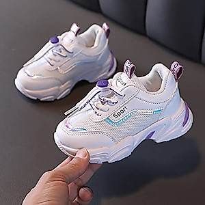 Toddler Kids Baby Boys Girls Sports Shoes Mesh Breathable Infant Soft Sneaker Shoes Running Shoes Walking Shoes (Purple, 3-3.5 Years Little Kid)