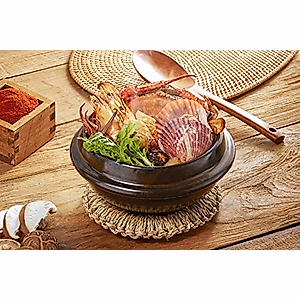 Ttukbaegi Pot With Lid 뚝배기 Korean Pot Ramen Pot Stone Clay Pots For Cooking Korean Pot Ceramic Cooking Pot Korean Stone Pot Korean Bowl Onggi Kimchi Pot (Large 30oz) Ttukbaegi Pot With Lid 뚝배기 Claypot