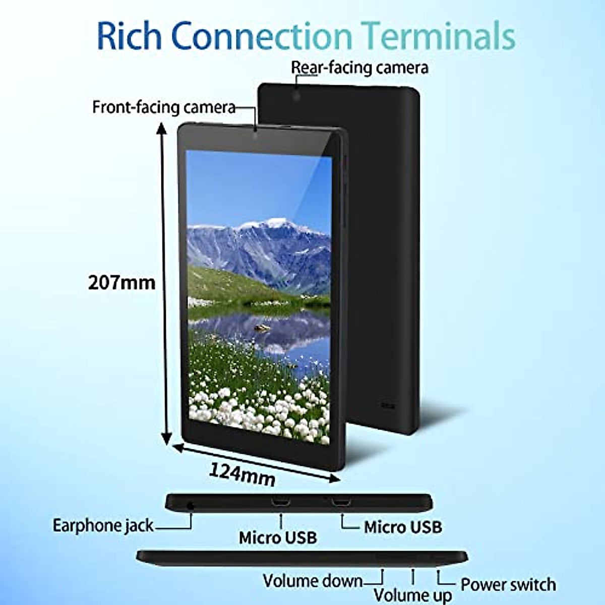 SERYUB Mini 5 8.0-inch IPS LCD Ultra-Thin Lightweight Tablet with Win 10, High-Speed and Silent, 4GB RAM/128GB EMMC/Wireless WiFi/Micro USB, High-Performance Windows Tablet. (Black)