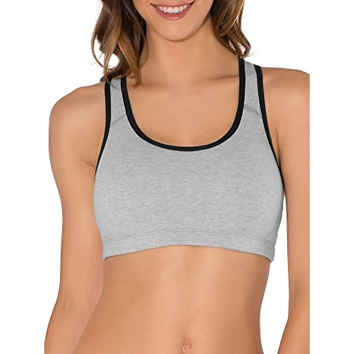 Fruit of the Loom Women's Built Up Tank Style Sports Bra Value Pack, Heather Grey W. Black/White/Black/Heather Grey W. Black/White/Black, 36