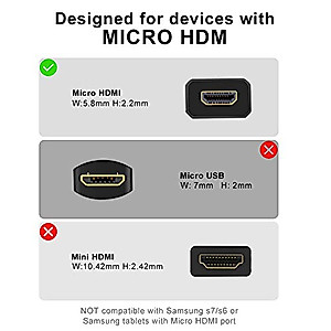 ANNNWZZD Micro HDMI to HDMI Adapter, HDMI Female to Micro Male Cable Support 1080P 3D 4K for Go pro Hero and Other Action Camera