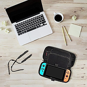 Daydayup Switch Carrying Case Compatible with Nintendo Switch/Switch OLED, with 20 Games Cartridges Protective Hard Shell Travel Carrying Case Pouch for Console & Accessories, Black