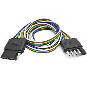 CARROFIX 5 Way Flat Trailer Wire Extension, 48" 5-Pin Trailer Wiring Connector, Vehicle-Side and Trailer-Side