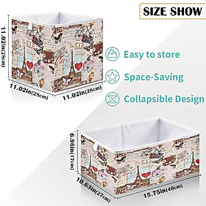 visesunny Closet Baskets Eiffel Tower Storage Bins Fabric Baskets for Organizing Shelves Foldable Storage Cube Bins for Clothes, Toys, Baby Toiletry, Office Supply