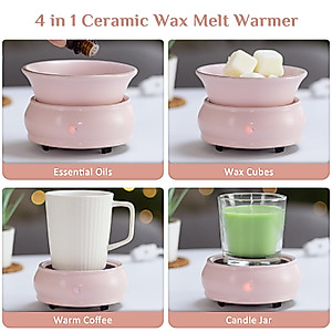 Bobolyn Wax Candle Melt Warmer Burner - 3-in-1 Ceramic Essential Oil Burner Electric Scented Fragrance Candle Melter for Home Office Bedroom Living Room Decor