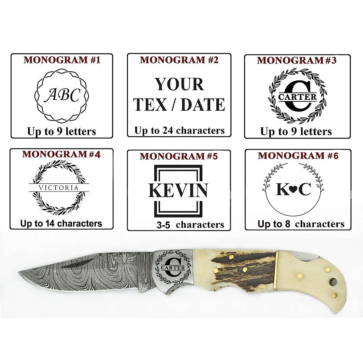 Lara Eagle Personalised Damascus Pocket Knife for Men - 133 Layer Solid Steel Handmade Folding Hunting Knives with Sharpner and Leather Pouch - Best Knife for Camping Hunting Hiking - Father’s Day Gifts for Men Husband Dad