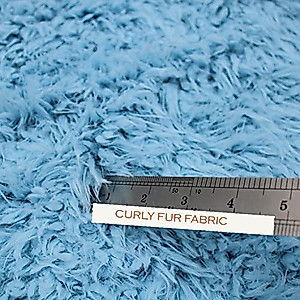 Texco Inc Flokati Curly Faux Fur Cuddly Fabric, Sky Blue 2 Yards