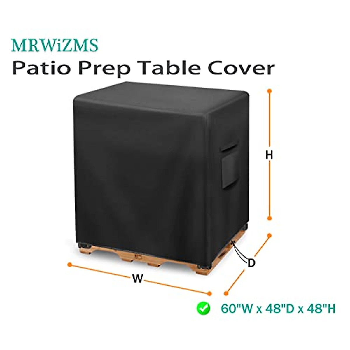 MRWiZMS 600D Heavy Duty Black Pallet Cover | Pallet Covers Fits Large Pallets Up to 48" x 60" x 48" | Waterproof,Weather Resistant, Rip-Proof, Anti-UV, Fade Resistant, with Adjustable Velcro Strap