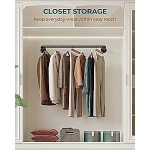 OROPY Industrial Pipe Clothing Rack 38.4", Heavy Duty Detachable Wall Mounted Clothes Rack Black Iron Garment Bar, Multi-purpose Hanging Rod for Closet Storage, Black (Two Base)