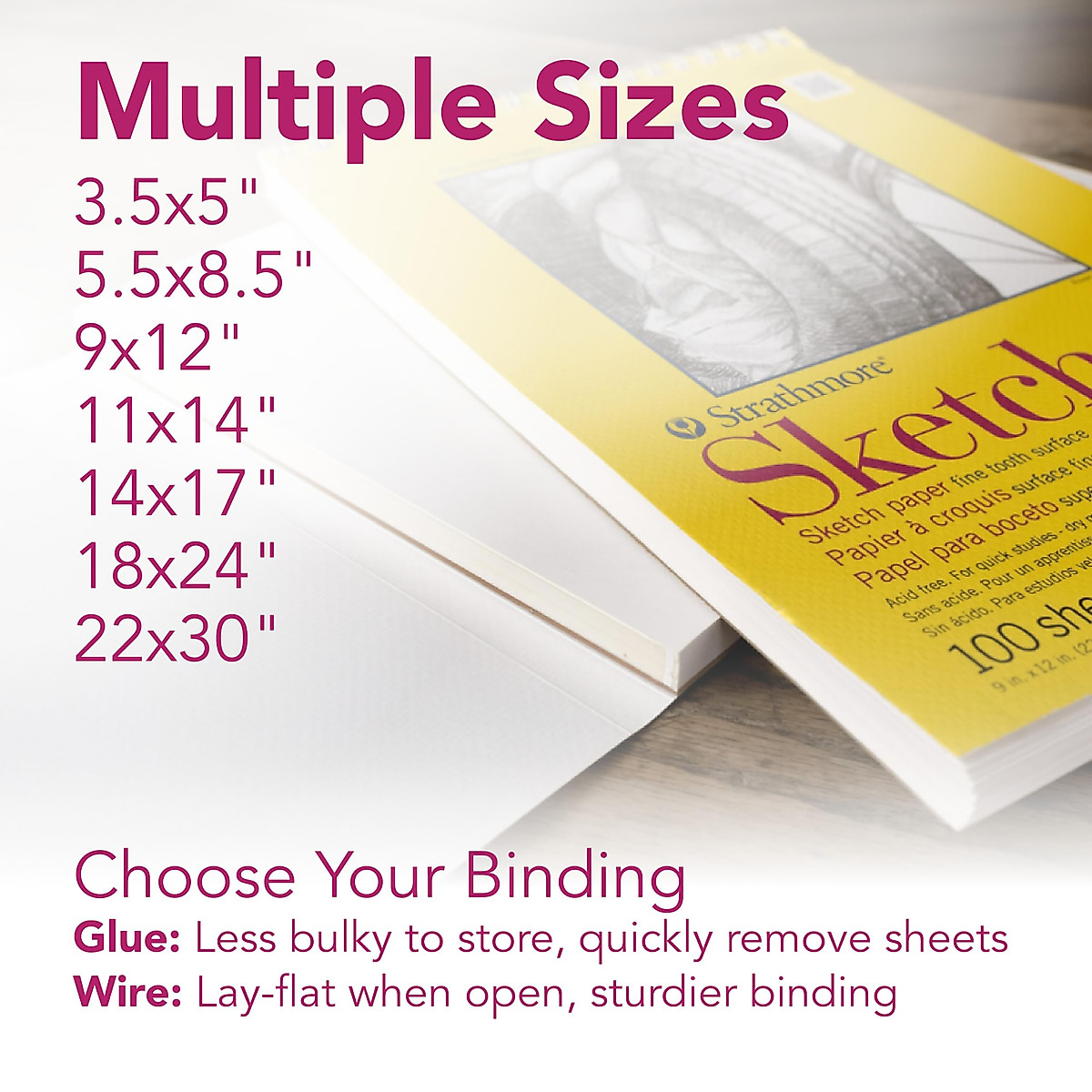 Strathmore 300 Series Sketch Pad, 18x24 inch, 30 Sheets, Side Wire - Artist Sketchbook for Drawing, Illustration, Art Class Students