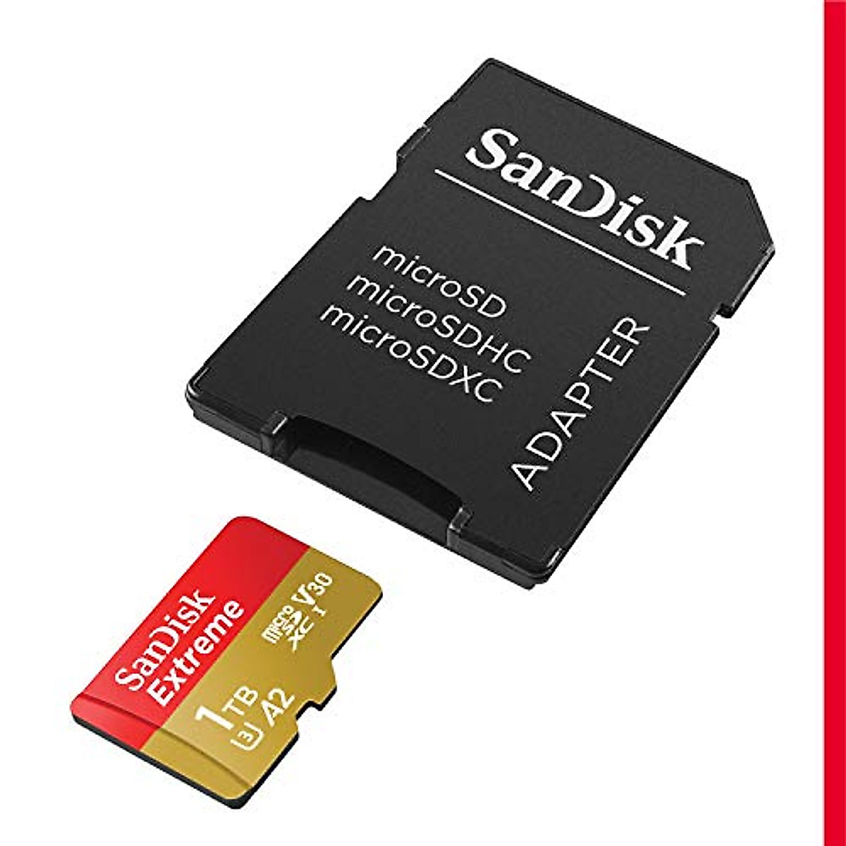 SanDisk 1TB Extreme microSDXC UHS-I Memory Card with Adapter - Up to 160MB/s, C10, U3, V30, 4K, A2, Micro SD - SDSQXA1-1T00-GN6MA