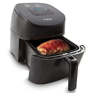 Nuwave 4.5-Qt Brio Air Fryer, 100 Pre-Programmed Recipes & 100 Memory Slots to Save & Recall Favorite Recipes, 100°F-400°F, Linear Thermal (Linear T) Technology for Perfect Results (Renewed)