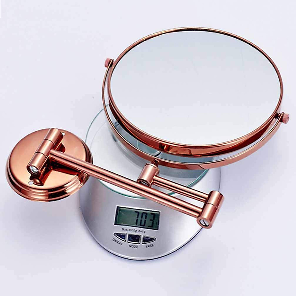 KARAOT Round Mirrors for Walls, 3X Magnification, Normal Double-Sided Bathroom Vanity Mirror Swivel, Extendable Folding, 360° Free Rotation, for Shaving, Makeup