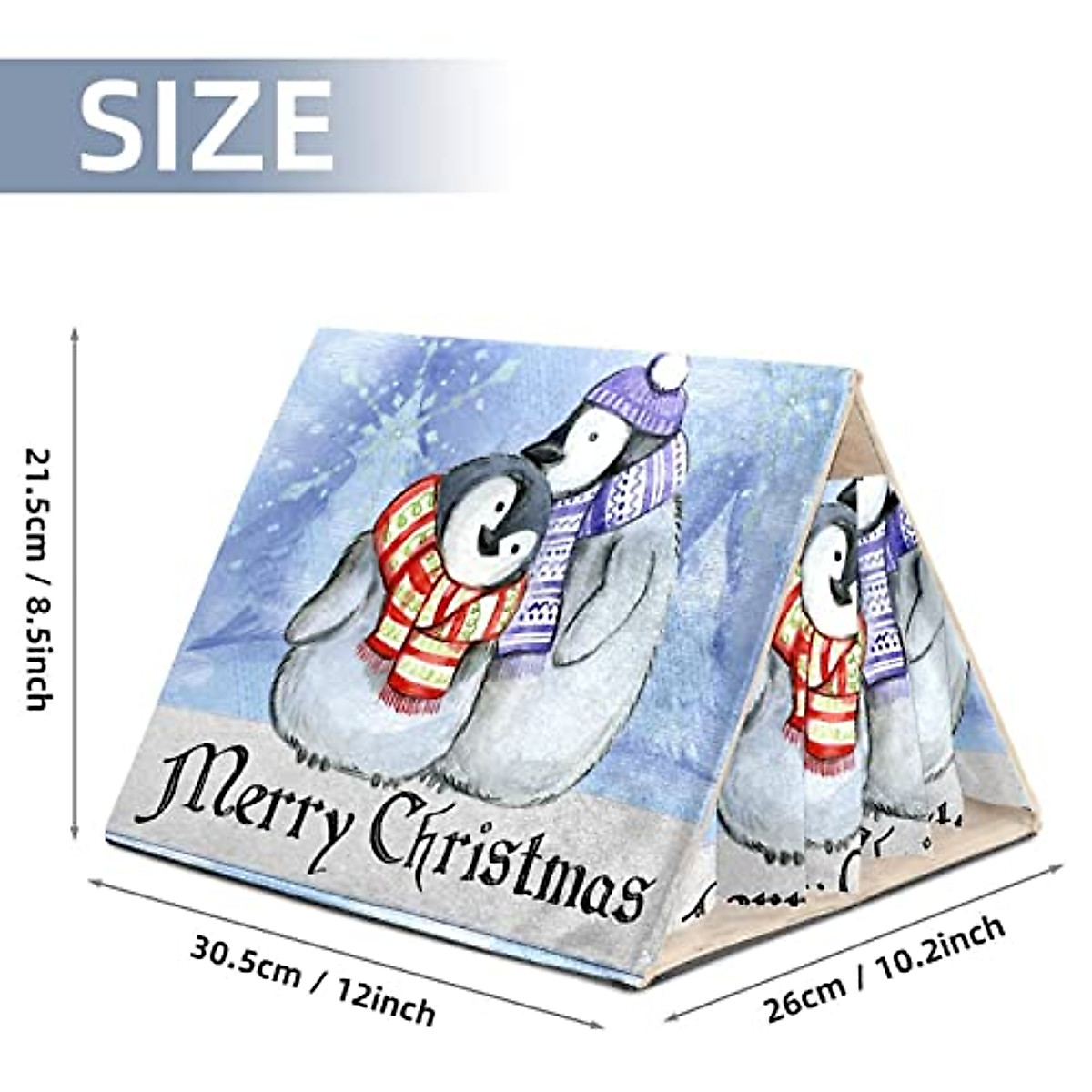 RATGDN Small Pet Hideout Merry Christmas Penguin Watercolor Hamster House Guinea Pig Playhouse for Dwarf Rabbits Hedgehogs Chinchillas