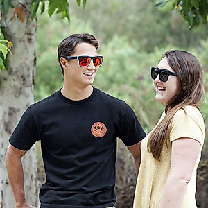 Spy Optic Discord Polarized Square Sunglasses, Matte Black/Happy Bronze Polar & Green Spectra, 57 mm