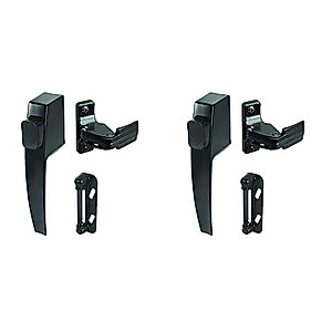PRIME-LINE K 5007 Screen & Storm Door Push Button Latch Set with Night Lock,Replace Old or Damaged Screen or Storm Door Handles Quickly and Easily,Black Finish(Fits Doors 5/8”-1-1/4” Thick)(Pack of 2)