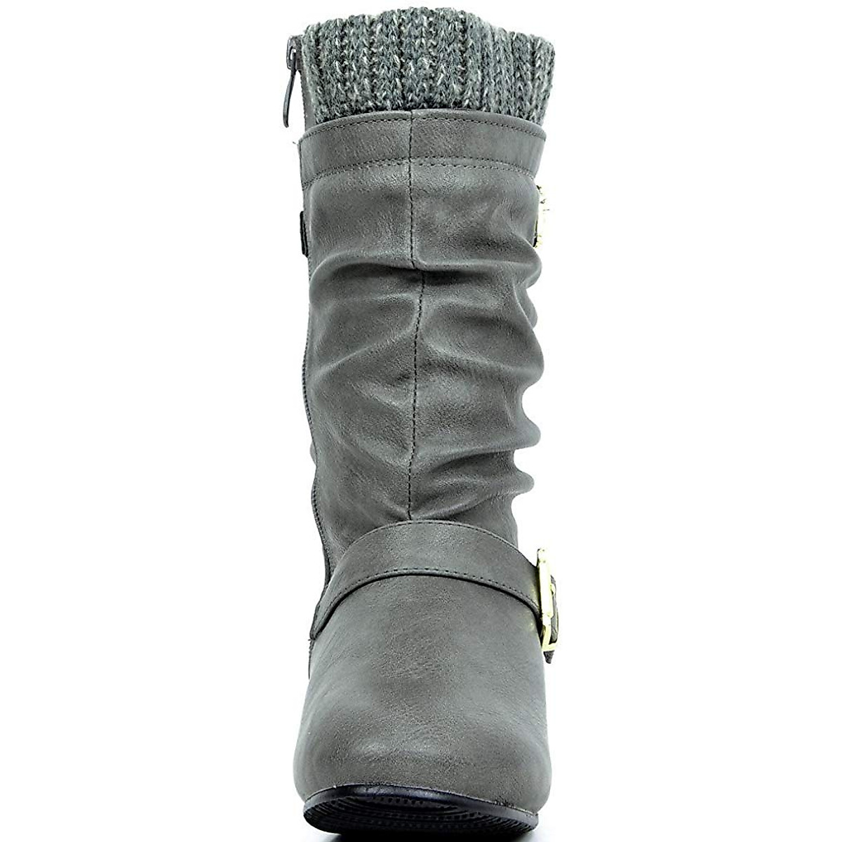 DREAM PAIRS Little Kid KLOUCH Grey Knit Sweater Knee High Winter Boots - 2 M US Little Kid