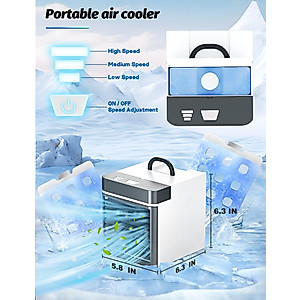Portable Air Conditioner, Mini Personal Ice Fan with 3 Speeds, Small Anti-leakage Water Ice Cooling Air Cooler for Room Bedroom Office Home Tent (F-08)