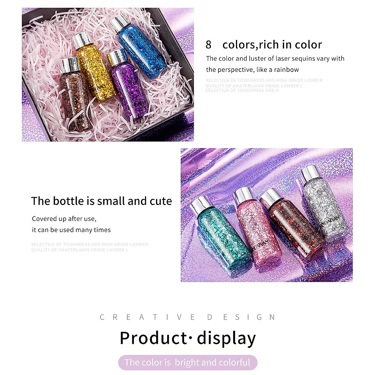 HANDAIYAN Holographic Body Glitter Gel Nail Hair Body Face Eye Shadow Mermaid Sequins Chunky Glitter Festival Glitter Makeup for Body, Face, Hair Makeup (01 Silver)