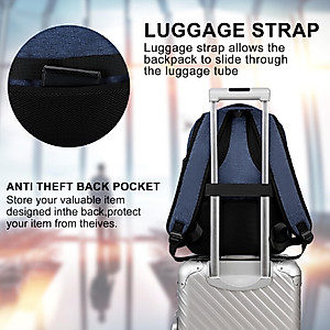 LIBENED School Backpack for Teens Boys, 15.6 Inch Laptop Backpack with USB Charging Port, Travel Backpack Waterproof College Bookbag with Compartments, Ergonomic Straps, Blue