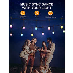 NPET Led Outdoor String Lights,Waterproof Edision Bulbs with RGB Color，Music Sync，Shatterproof WiFi Control Patio Lights，Commercial Grade Outside Lights for Indoor Outdoor,Home Decor,Wedding Party