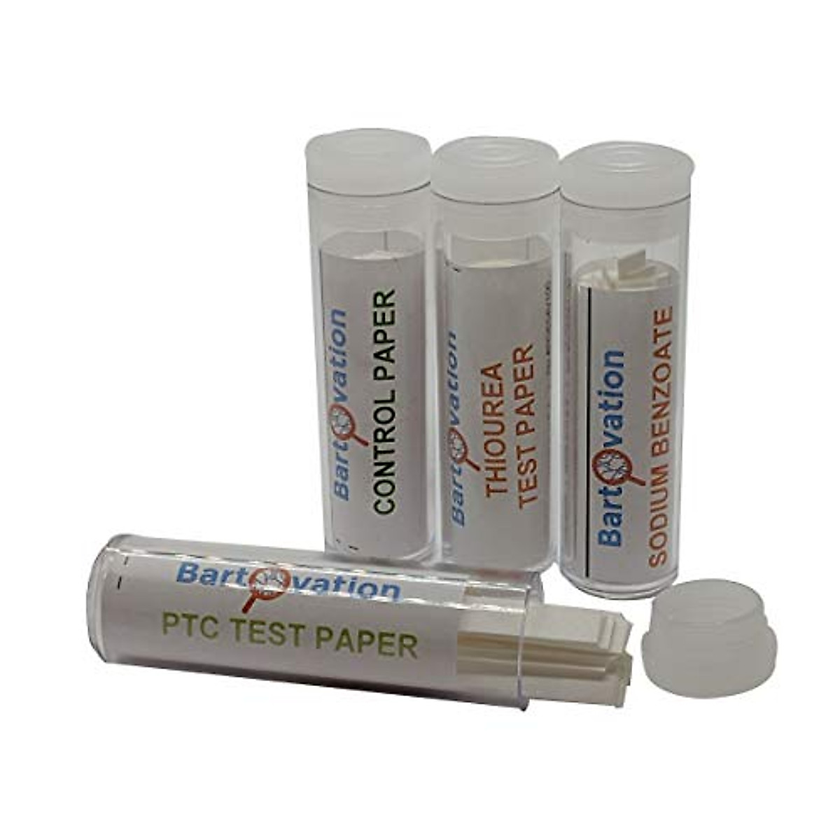 Super Taster Test Genetics Lab Kit with Instructions, Phenylthiourea (PTC), Na Benzoate, Thiourea and Control [Each Vial Includes 100 Paper Strips]