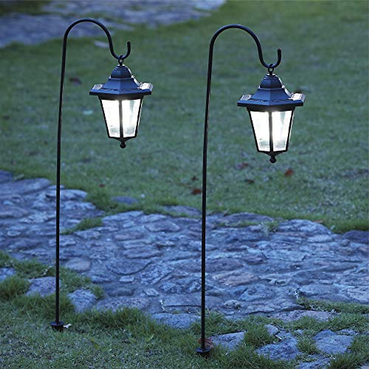 MAGGIFT Upgrade Hanging Solar Lights Garden Decorations, 37.8 Inch Dual Use Shepherd Hook Lights with 2 Shepherd Hooks Outdoor Yard Front Porch Decor Solar Coach Lights, 2 Pack