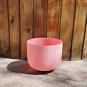 KVKA Pink Color F Note Heart Chakra Quartz Crystal Singing Bowl 8 inch with Carrying Case for healing sound Yoga