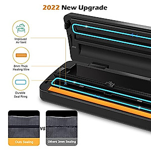 Vacuum Sealer Machine, 85Kpa Food Sealer with Built-in Cutter and Bag Storage(Up to 20 Feet Length), Dry & Moist Food Modes, Touch Control Panel, LED Indicator Lights, Compact Design, Lab Tested