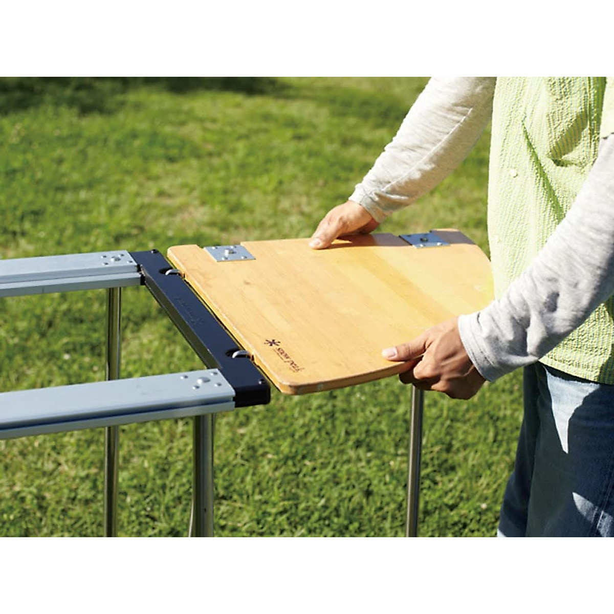 Snow Peak IGT Bamboo L Corner, CK-117TR, Designed in Japan, Laminated Bamboo, for Snow Peak Iron Grill Table System, Lifetime Product Guarantee