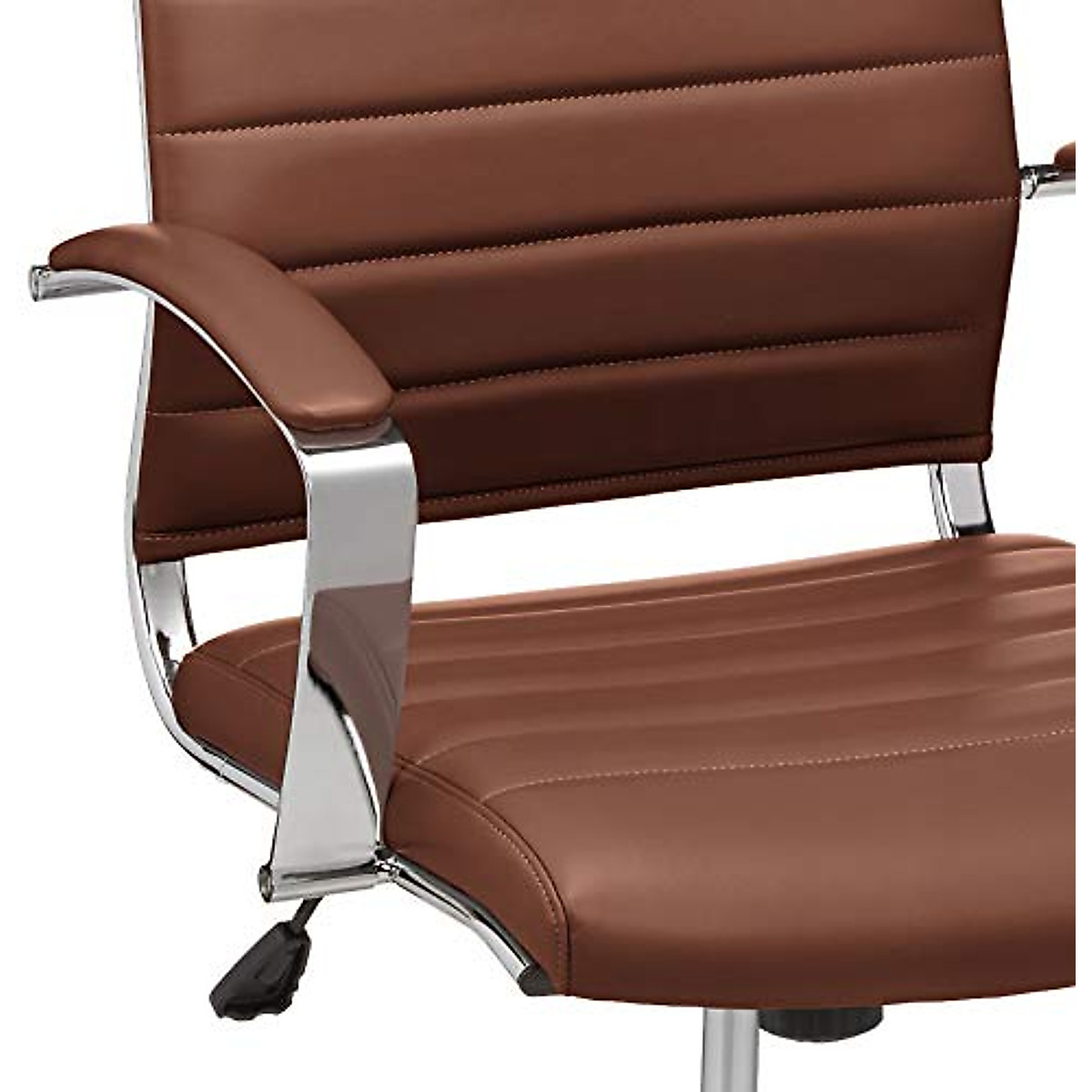 Amazon Basics High-Back Executive Swivel Office Desk Chair with Ribbed Puresoft Upholstery - Brick Red, Lumbar Support, Modern Style