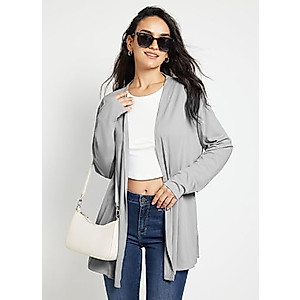 BALEAF Women's Rash Guard Long Sleeve UPF 50+ Sun Shirts Lightweight Quick Dry Cardigan UV Protection Rashguard Swimsuit Swimwear Grey XL