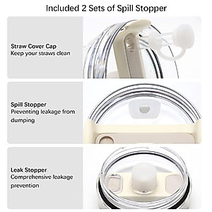 Silicone Cup Boot with 2 Pack Spill Stopper - Fit for 40 OZ Stanley Cup, Reusable Boot Sleeve for Outdoor, Bottom Protector - Light Blue