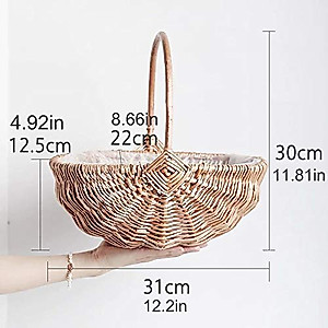 SLDHFE Wicker Rattan Flower Basket,Willow Storage Basket Handwoven Flower Basket with Handle for Home Wedding Garden Decoration